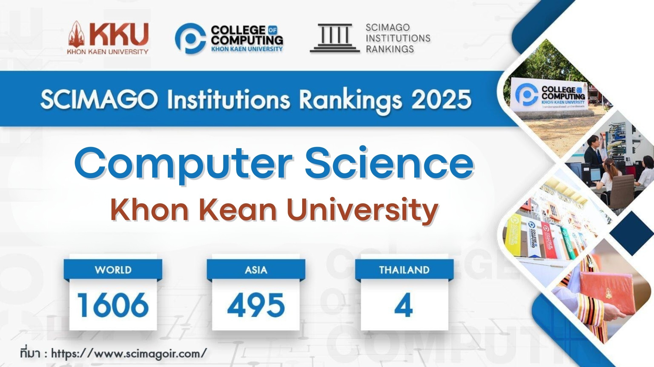 KKU Ranks 4th in Thailand for Computer Science in SCImago Rankings 2025 - KHON KAEN UNIVERSITY
